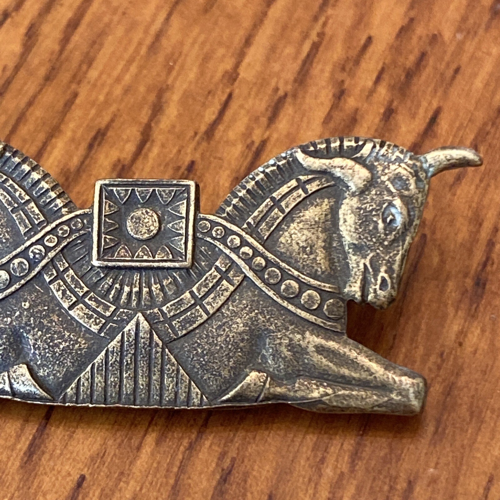 Viking Scandinavian Bull Motif Brooch Bronze Vintage 9 - Gem