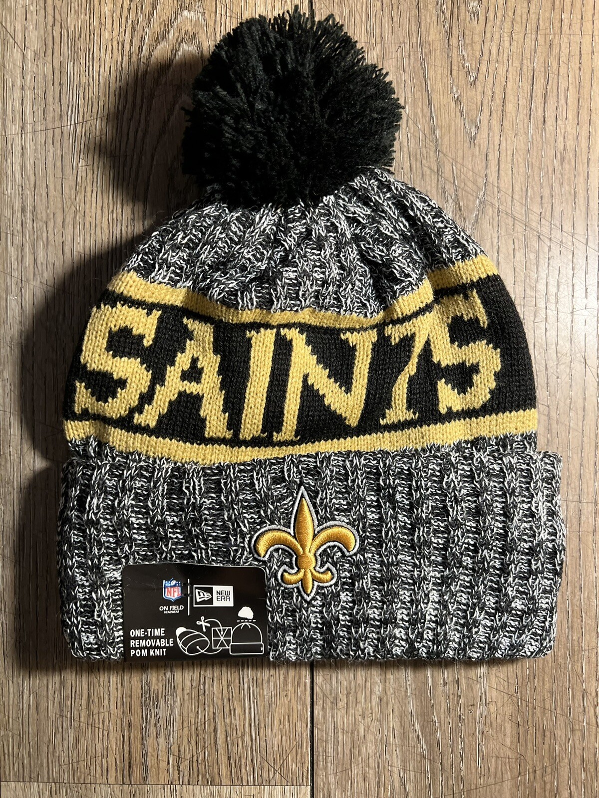 NFL New Orleans Saints Beanie Cuffed Fleece Lined KNIT POMPOM 🇲🇽🇲🇽 | eBay