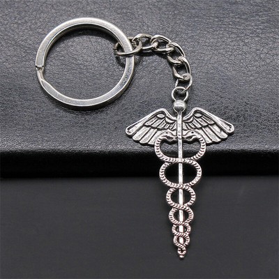 Vintage Caduceus Medicine Symbol Keychain Car Key Chain Key Holder ...