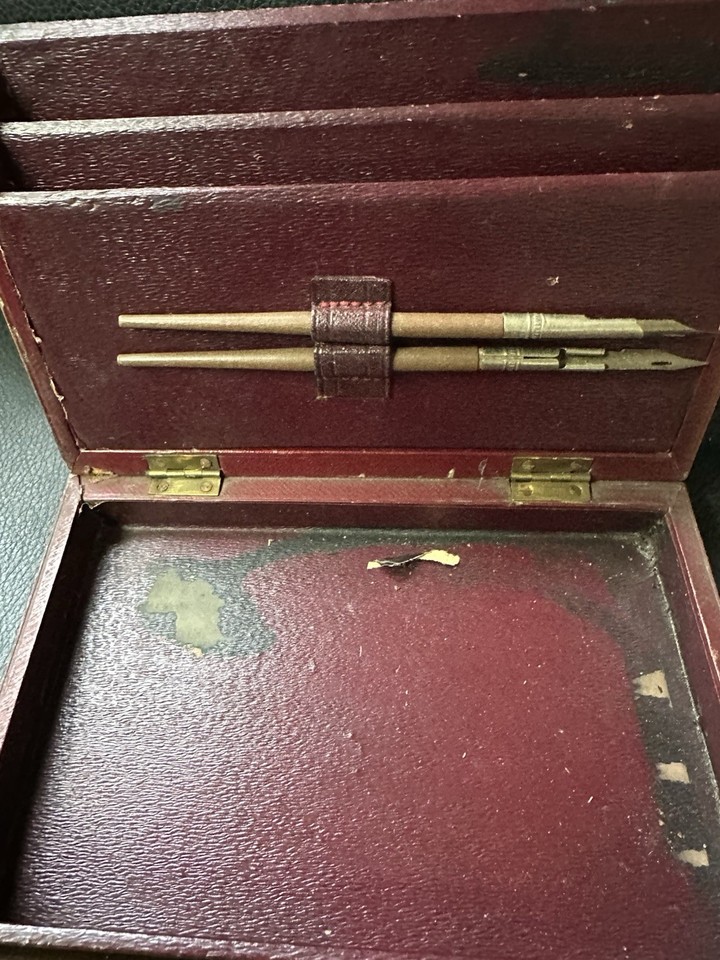 Antique 1902 Leather Writing Box – with Inkwell, Pens & Personal ...