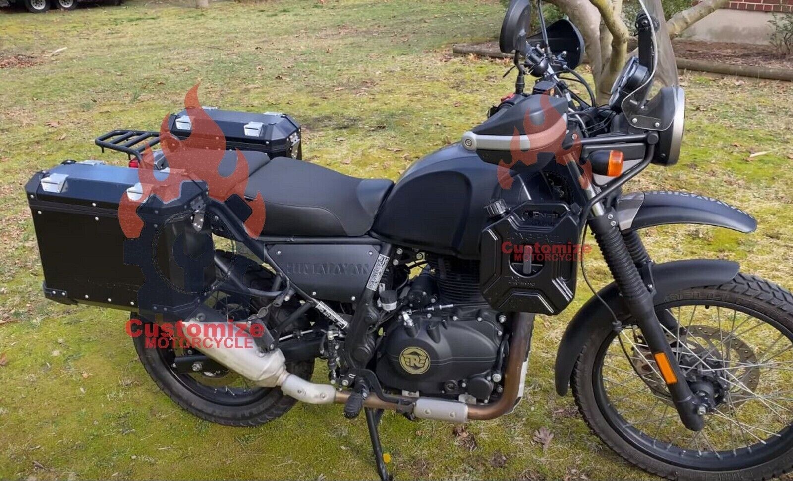 ROYAL ENFIELD "SCRAM 411" BLACK PANNIERS PAIR COMBO OF 4 PCS /FREE OIL ...