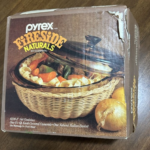 PYREX Fireside Naturals 6230-F 1.5 Qt Covered Casserole w/Rattan Basket ...