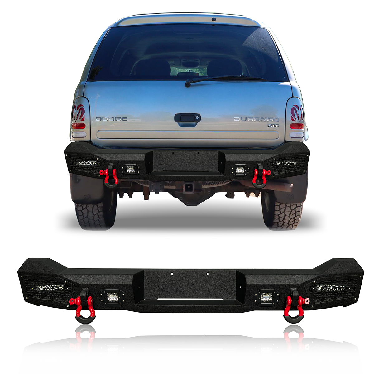 Vijay For 1998-2003 Dodge Durango Texture Rear New Bumper W/LED Lights ...