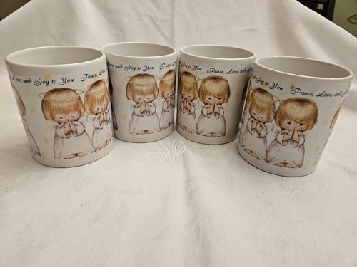 Vintage Hallmark Christmas Angels Coffee Cup Mug Peace Love and Joy to ...