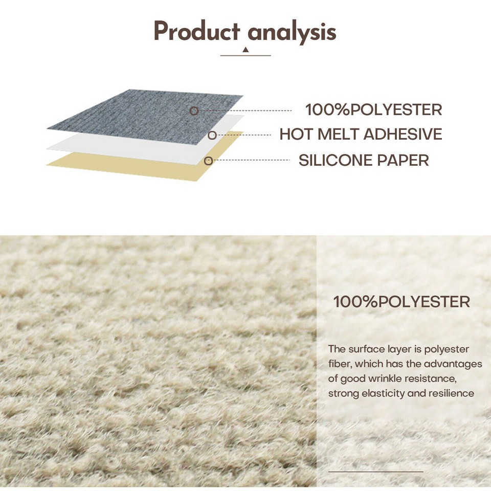 12/24pcs Ribbed Flooring Carpet Tiles Peel & Stick Commercial Carpet ...