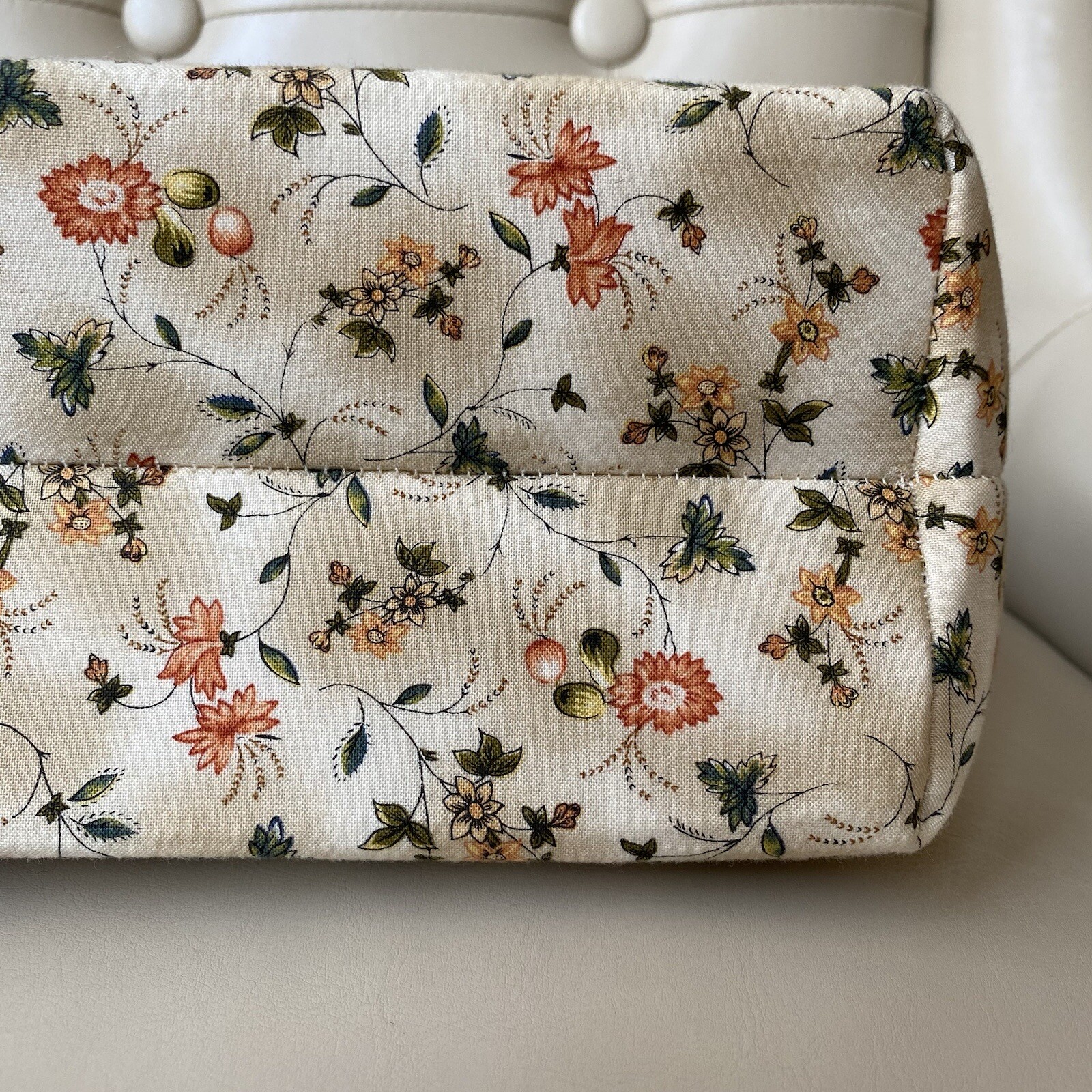 Handmade Fabric Shoulder Bag Sturdy Stands Floral Tote Bag Tan Peach ...