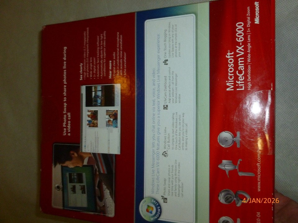 NEW Microsoft Lifecam webcam NEW VX-6000 HD Wide Angle Lens 3x Digital ...