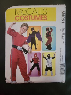McCalls M4951 Ninja Jumpsuit Costume SEWING PATTERN SZ Boys 7-14 | eBay