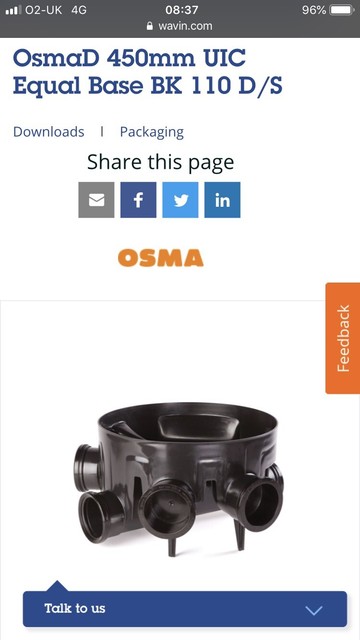 OSMA Underground Drain 110mm Inspection Chamber Base 450mm Dia 4D922 ...