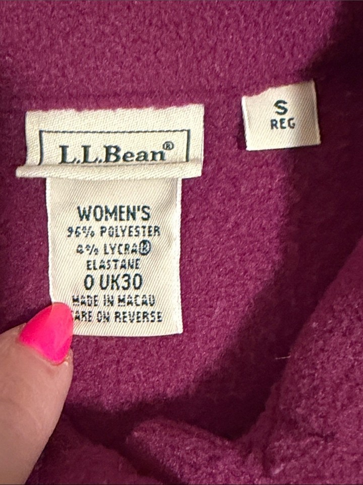 LL Bean Fleece Jacket Women Purple Button Up Coat Cardigan Sz. S ...