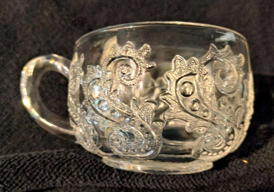 EAPG Chrysanthemum Leaf Pattern Clear Punch Cup - HTF! | eBay