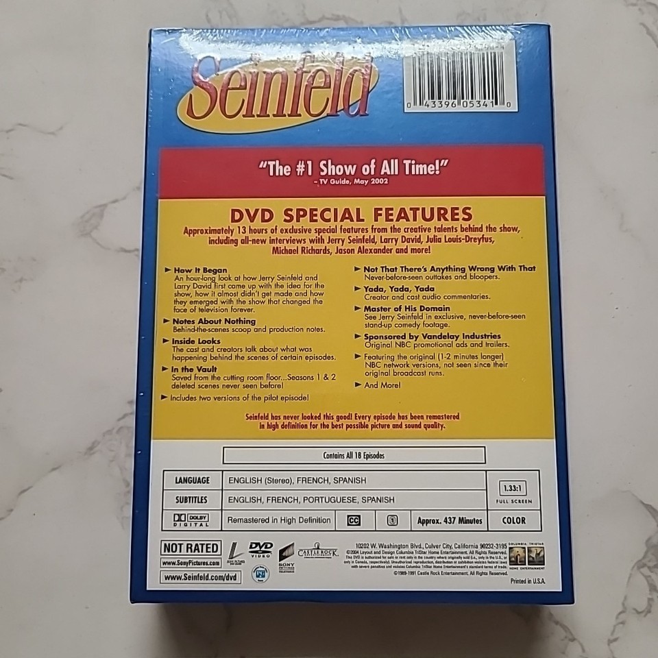 Seinfeld Seasons 1 & 2 NEW Sealed DVD 2004 Jerry Seinfeld, Deleted ...