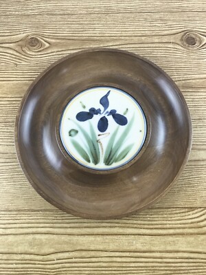 VTG Woodbury Woodware tray with floral Ceramic Center Vermont | eBay