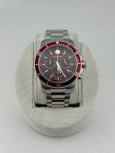 Movado Series 800 Red Dial & Bezel Quartz Chrono Watch 2600194 Brand ...