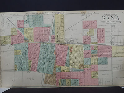 Illinois, Christian County Map, 1911 City of Pana, Two Maps L18#09 | eBay