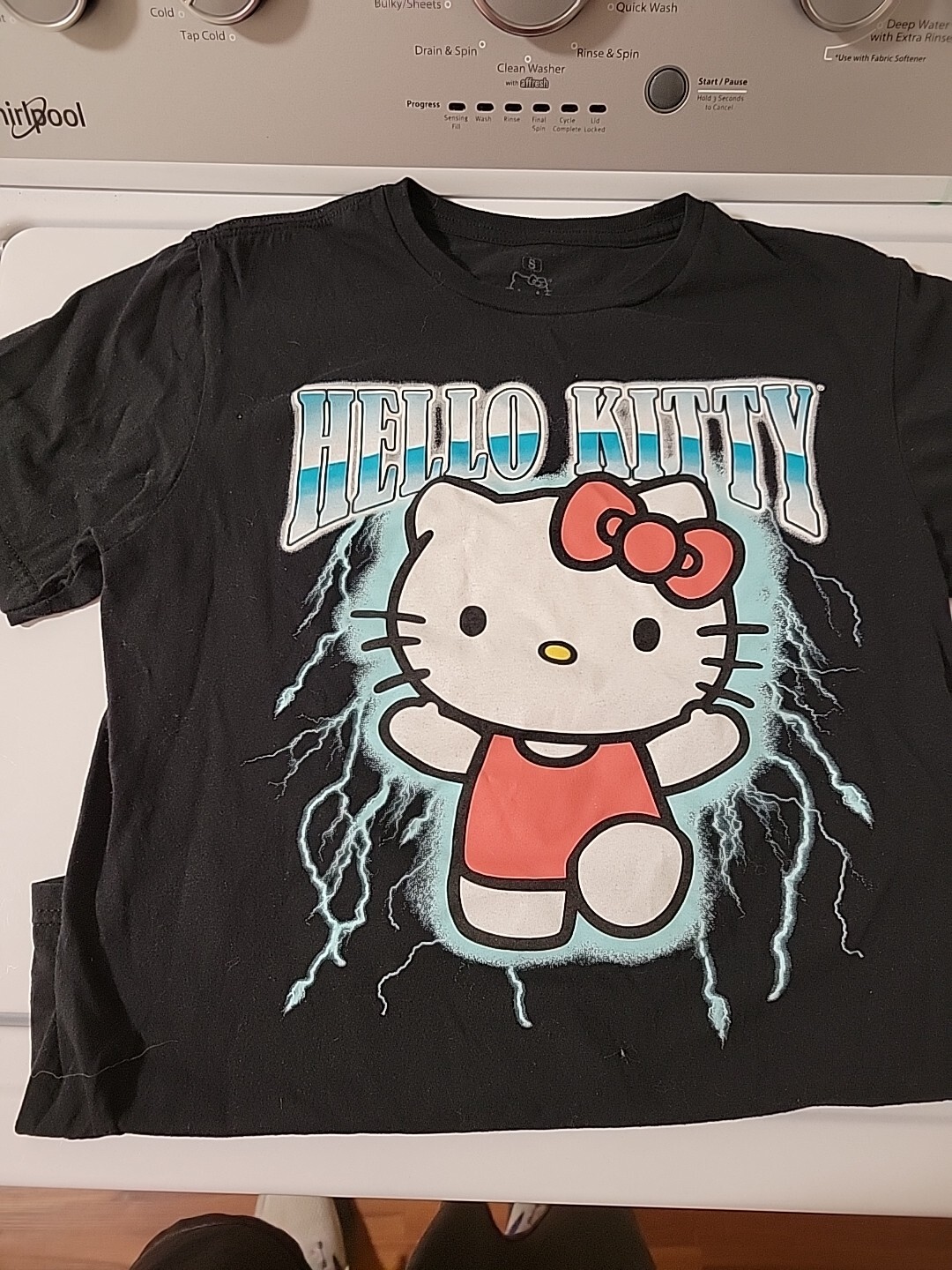 Hello Kitty Lightning Portrait Sanrio, Black T-Shirt,… - Gem