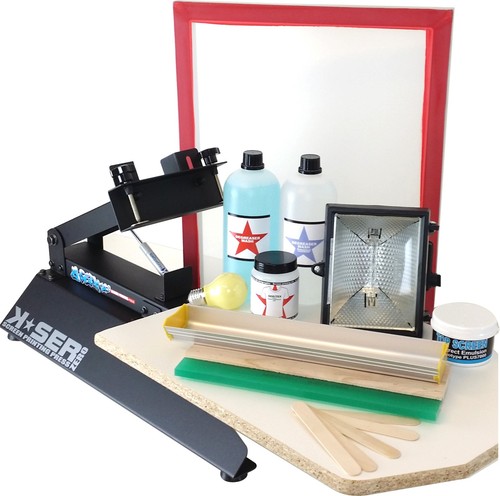 Screen Printing Kit Frame Squeegee Emulsion Exposure set machine T ...