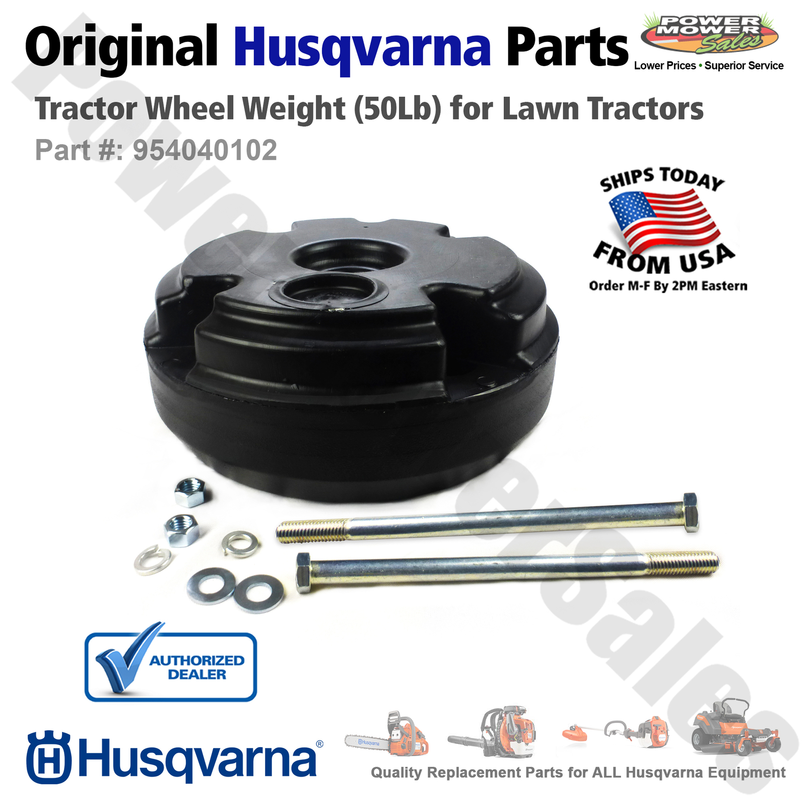 Husqvarna Tractor Wheel Weight (50Lb), Fits 2017 Mowers 23" wheels ...