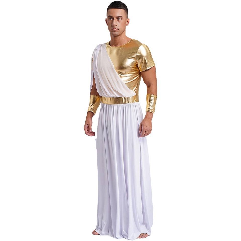 Men's Robe Ancient Zeus Cosplay Costume Clubwear Dress Carnival Toga ...