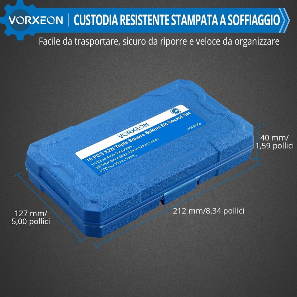 10PCS Chiavi XZN, Chiavi a Bussola Triple Square per 1/4'' 3/8'' 1/2 ...
