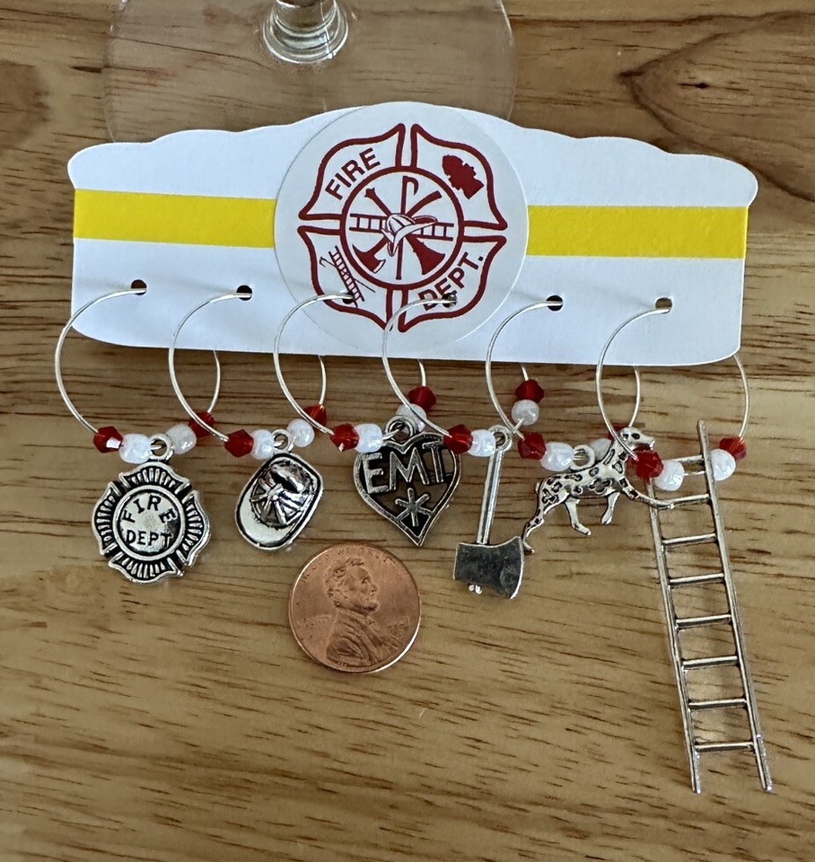 Firefighter Wine Charms, Wine Gift, Fire Department, EMT 🧑‍🚒 🍷 🍺 🚒 | eBay