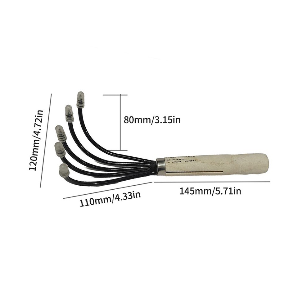 5-Claw Rake Garden Hand Rake Tool with Wooden Short Handle Garden Tools ...