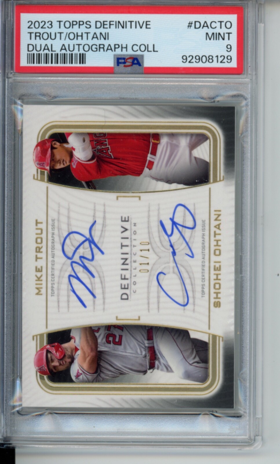 2023 Topps Definitive Mike Trout Shohei Ohtani Dual Auto /10 PSA 9 Mint ...