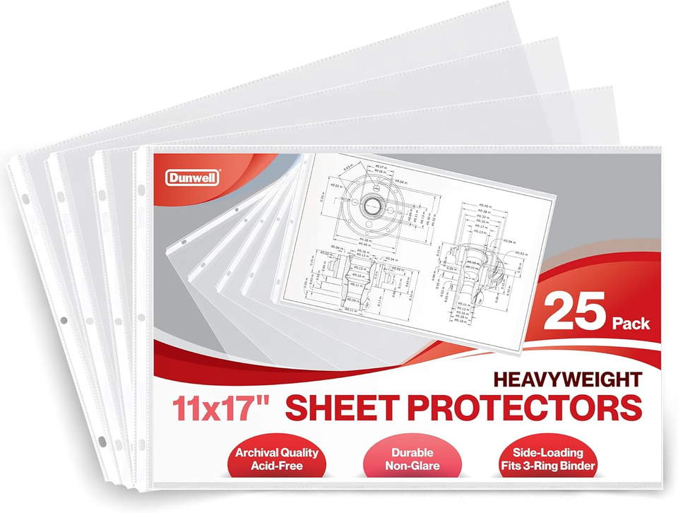Dunwell 11X17 Sheet Protectors Landscape - (25 Pack, Heavyweight), 11 X ...