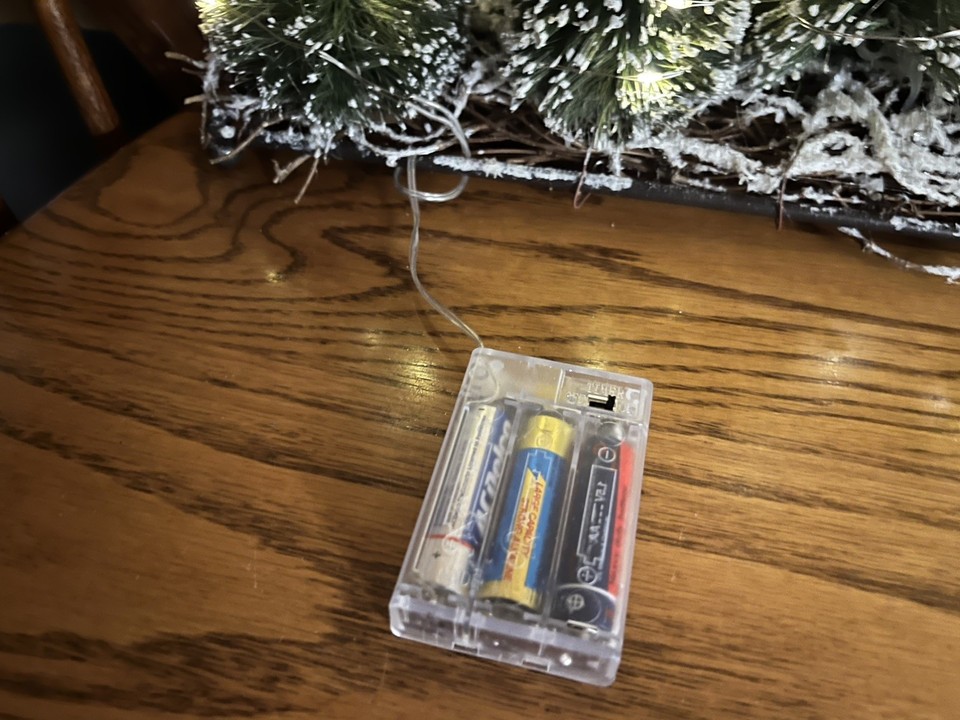 VTG POTTERY BARN LIGHTED WINTER SNOW PINE TREE BATTERY SCENERY ...