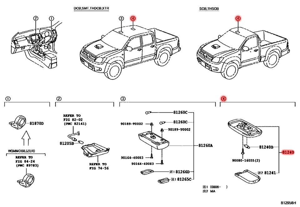 Genuine Toyota Hilux Fortuner Innova interior room lamp dome light ...
