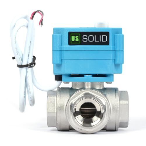U. S. Solid 3 Way L Type Motorized Ball Valve w/ Hand Wheel 3/4in SS ...