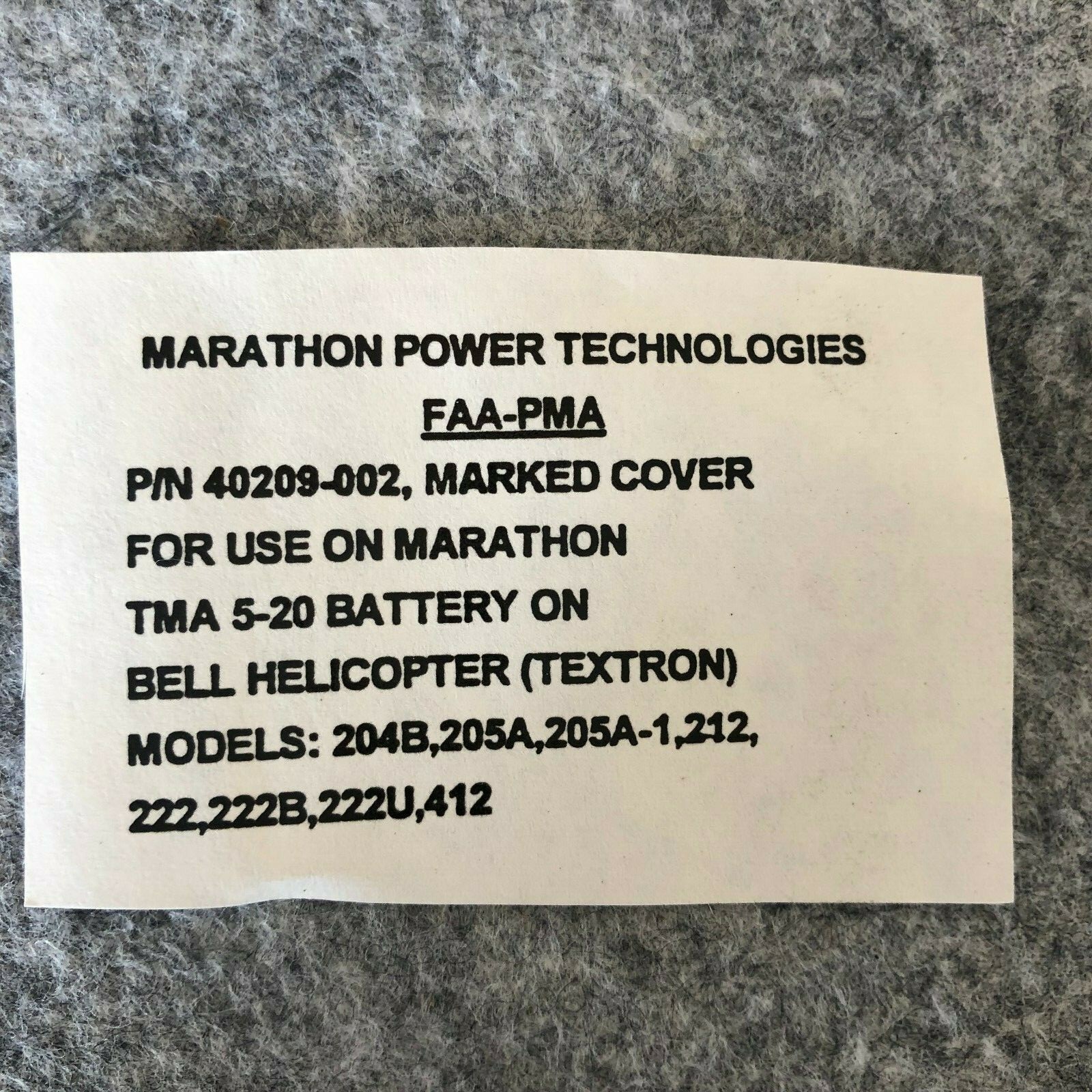 Marathon TMA 5-20 Bell Helicopter Battery Cover P/N 40209-002 | eBay