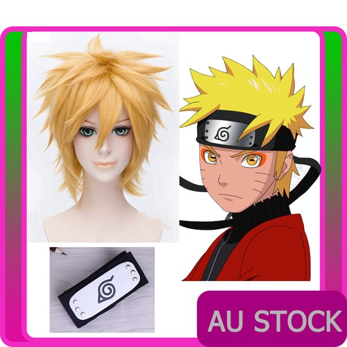 Uzumaki Naruto Wig Headband Set Anime Shippuden Cosplay Party Japanese ...