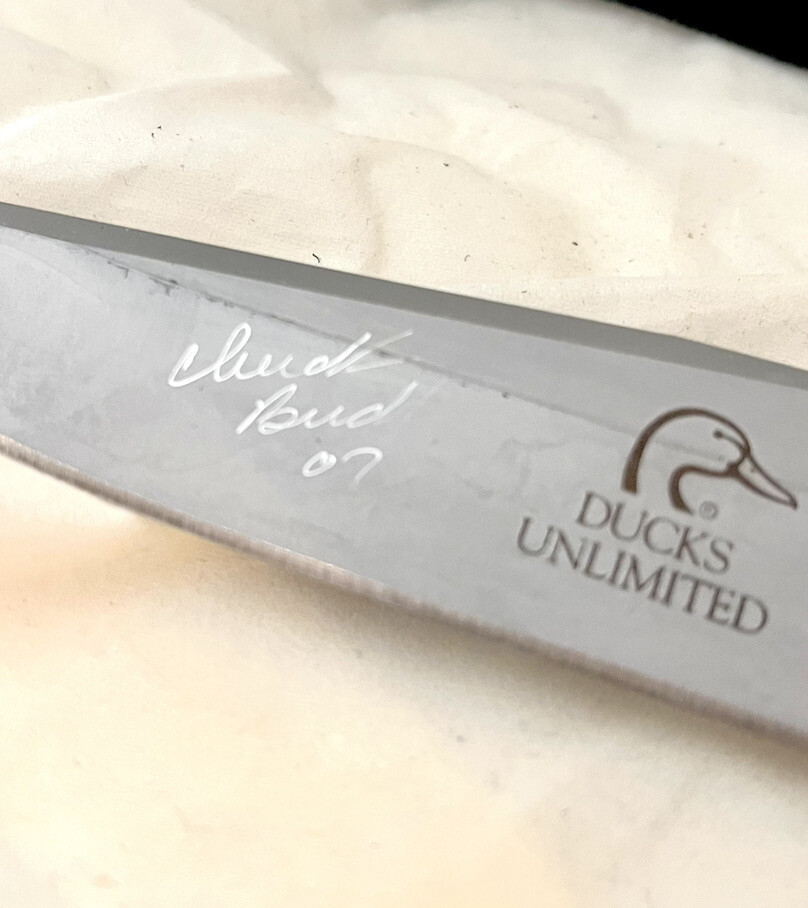 Buck Knife 650 w/Sheath USA, autographed by Chuck Buck, ducks unlimited ...