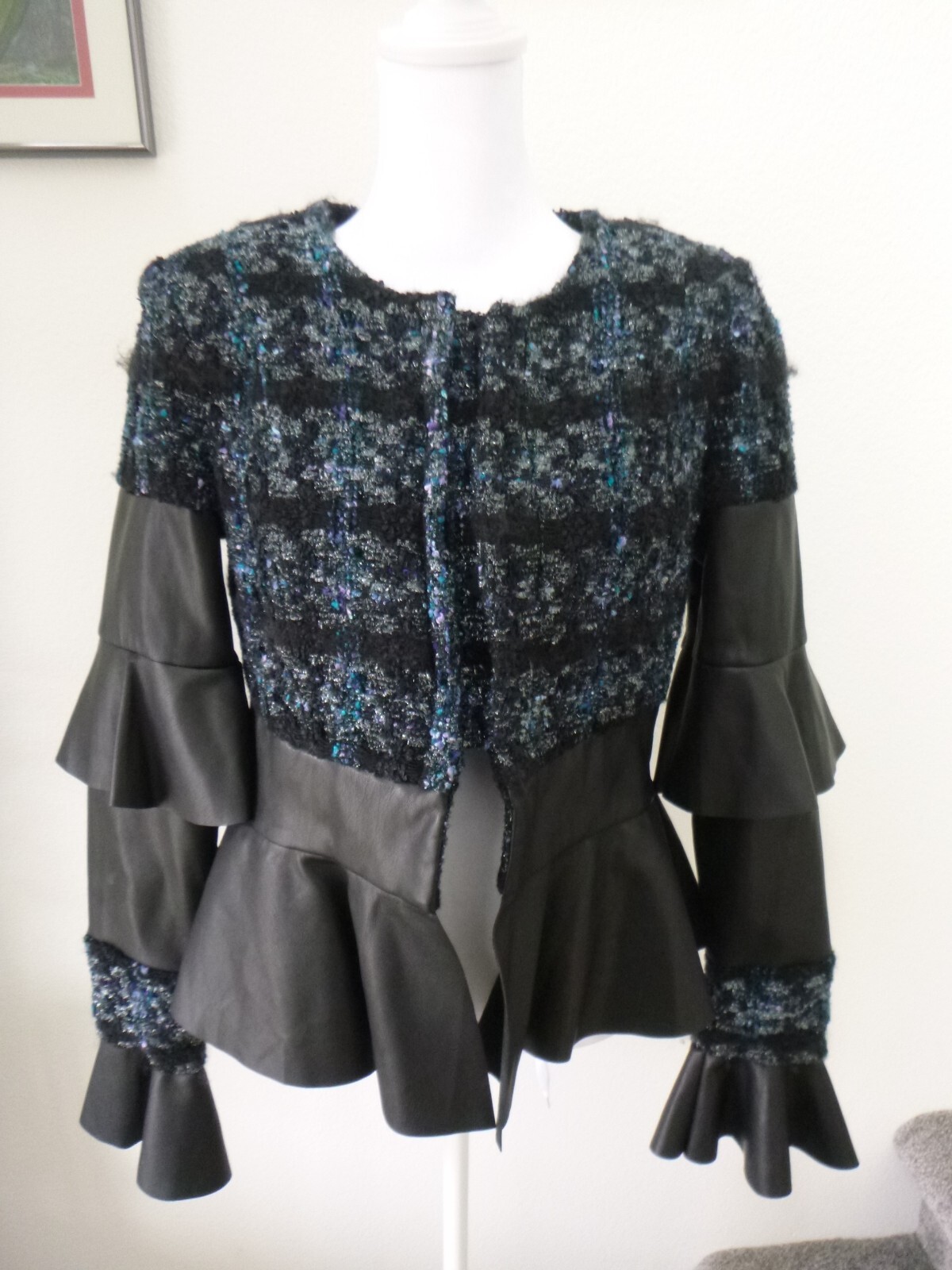 Deborah Lyons England Black Layered Leather Teal Twee… - Gem