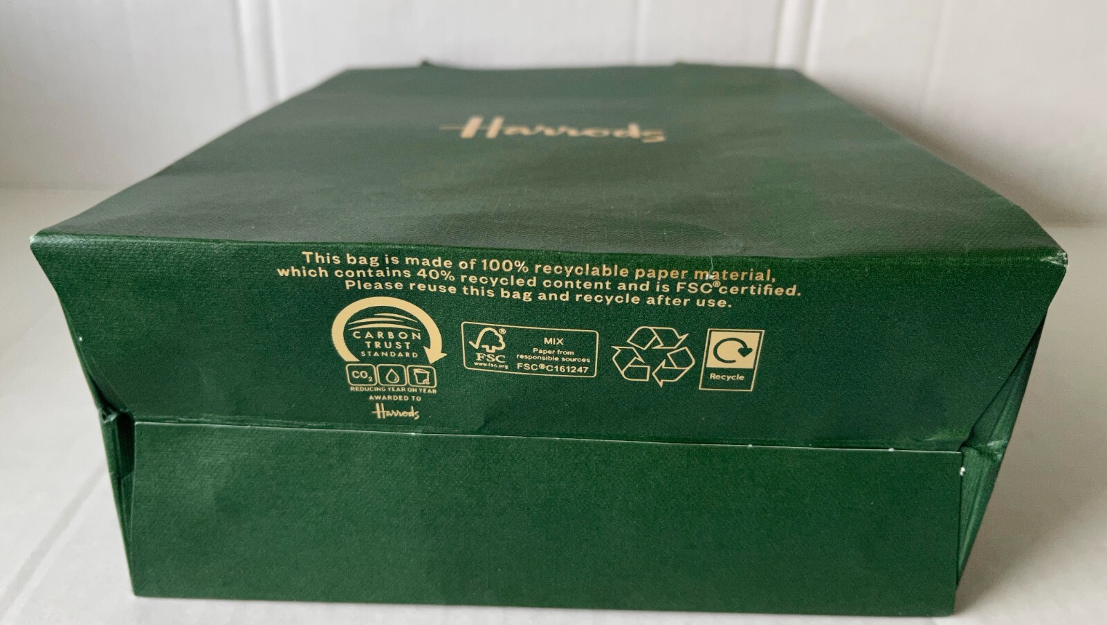 2 Harrods Green Paper Shopping Gift Bag Tote | eBay