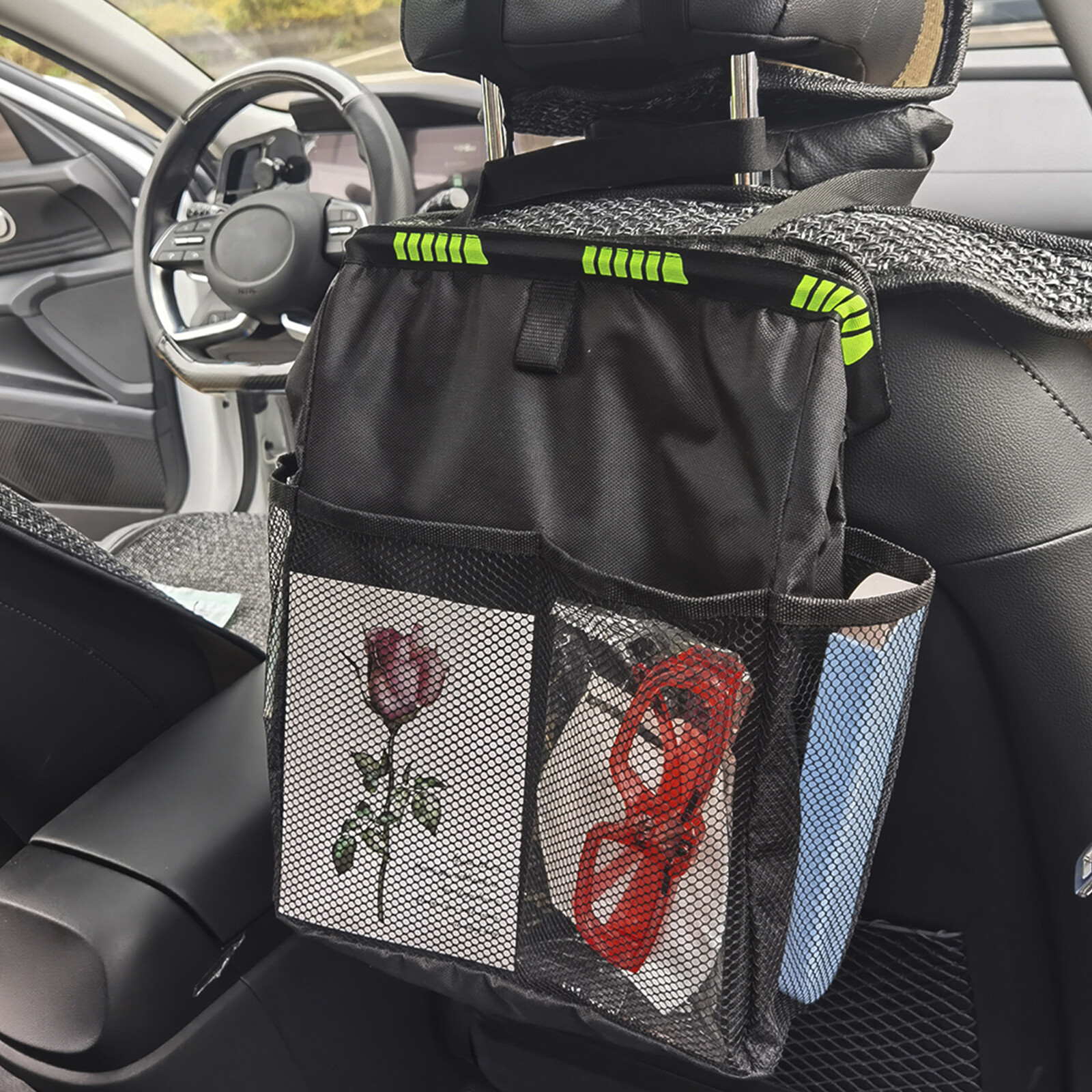 Car Trash Can 3.2 Gallon Large Capacity Hanging Trash Bin with 4 ...