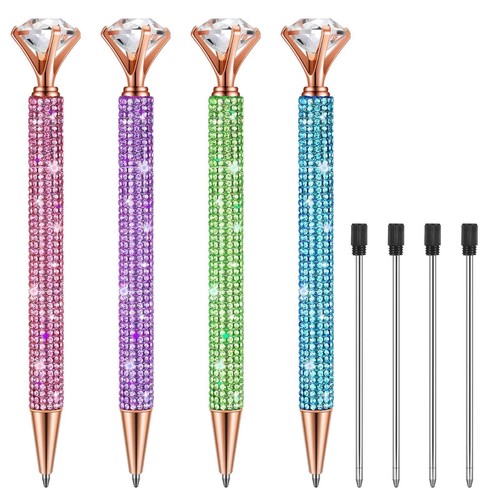 4Pcs Diamond Ballpoint Pens w/ Crystal Bling Retractable Rhinestone ...