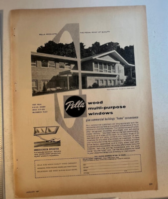 Pella Windows ~ Vintage Ad 1960s ~ Multi-Purpose Commercial Design 9x12 ...