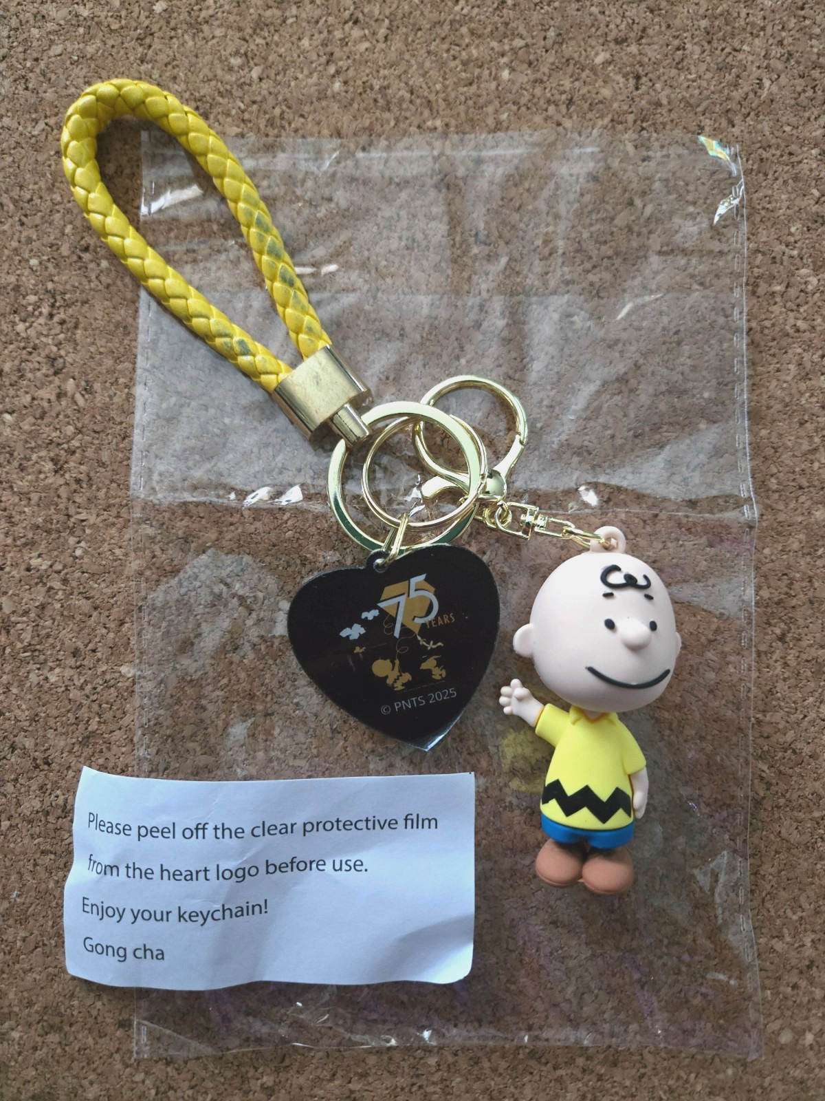 Gong Cha Tea x Peanuts Charlie Brown 75th Anniversary Collab Keychain ...