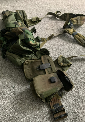 USGI ALICE WEB GEAR LBE SET w SUSPENDERS POUCHES PISTOL BELT Compass ...