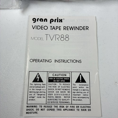 Gran Prix VHS Rewinder Video Tape Rewinder Model TVR88 Soft Eject NOS ...