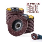 28PACK 4.5inch Aluminum Oxide Flap Discs 40 60 80 120Grit Grinding ...