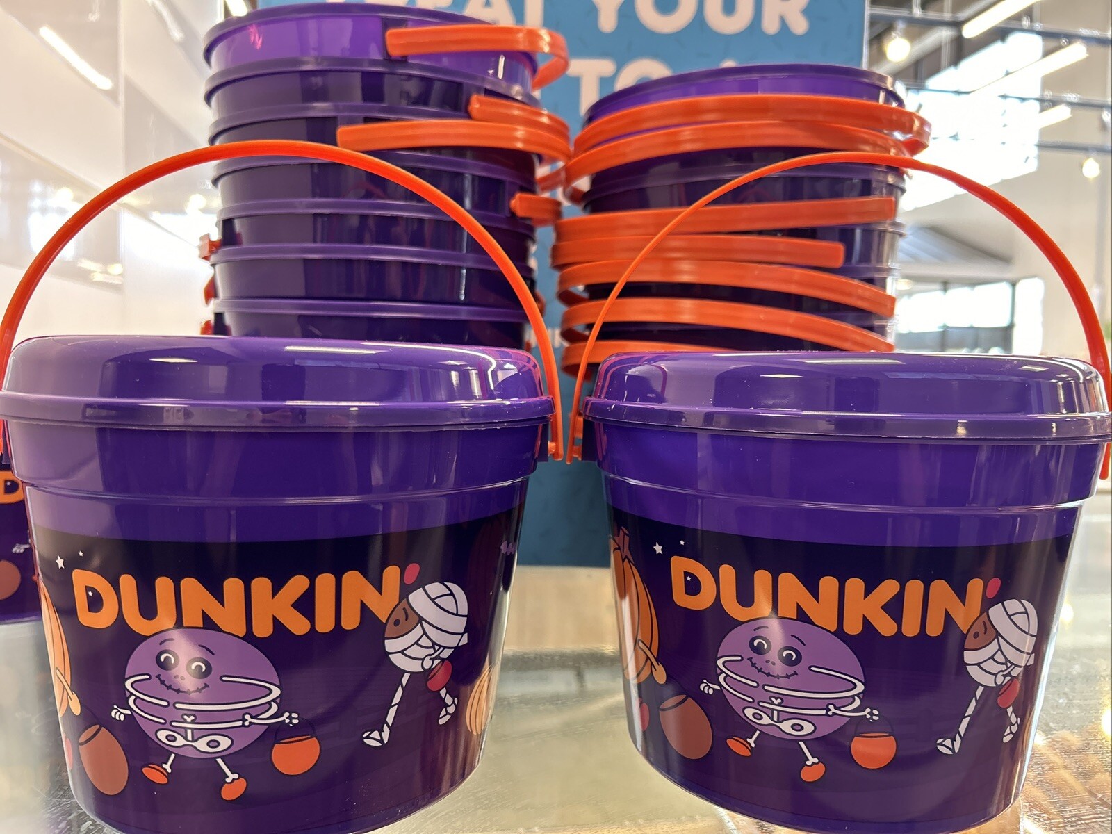 3X Dunkin Donuts Halloween Munchkins Bucket Pail Lid/Handle Mint New ...