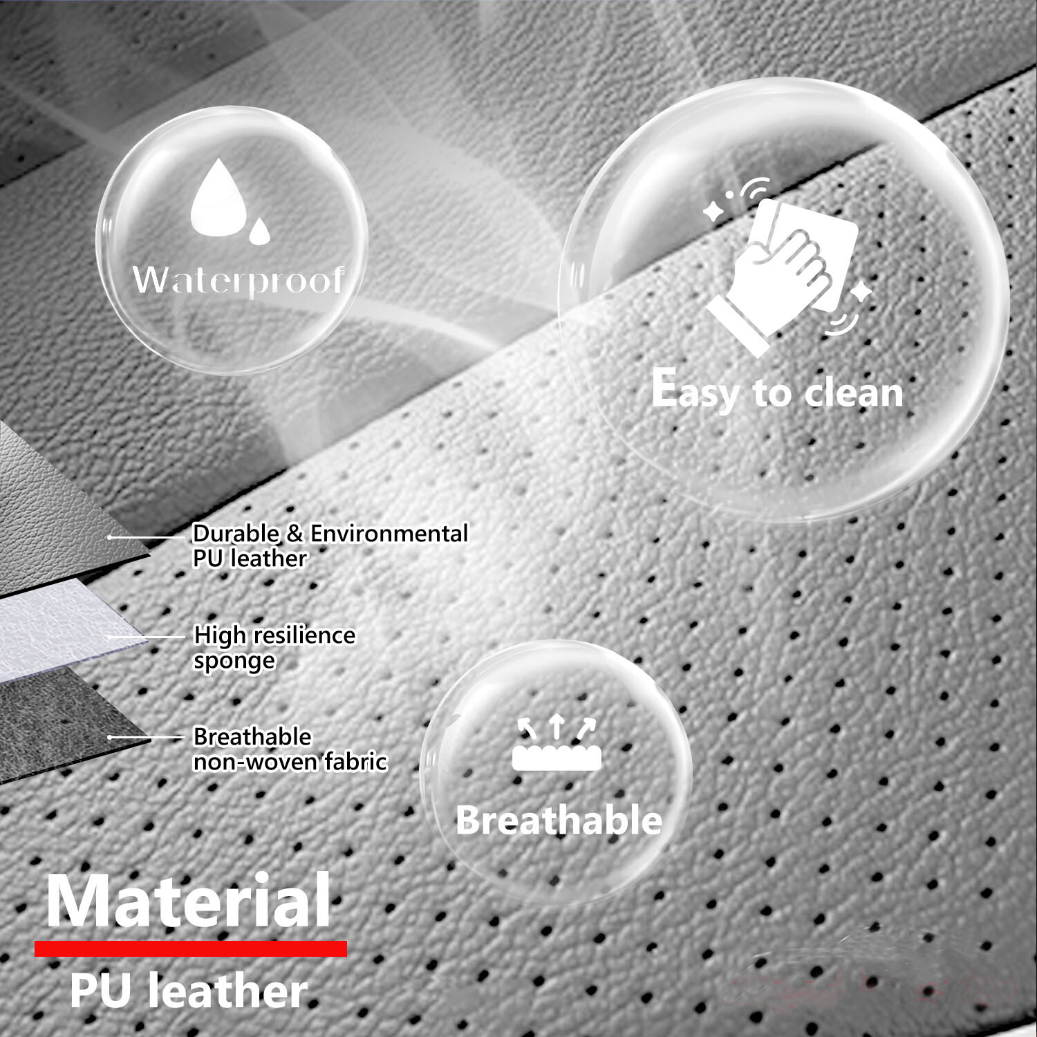 For Toyota Auto Car Seat Cover PU Leather Protector Front Rear Full Set ...