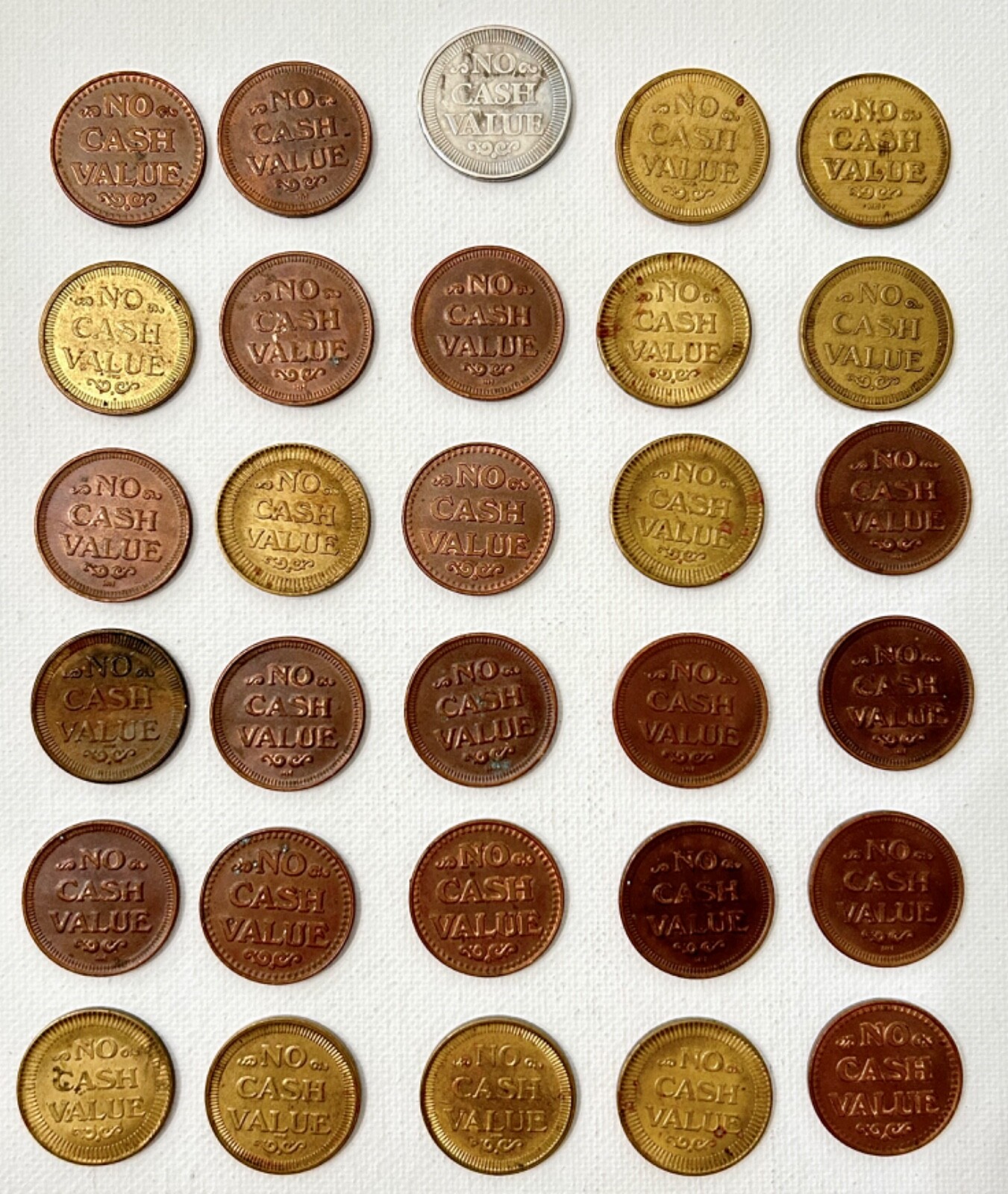 No Cash Value Tokens/ EAGLE with 20 Stars; Lot of 29 Brass + 1 silver ...