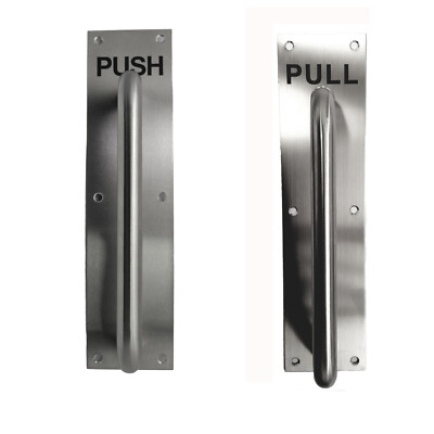 D PULL HANDLE ON PLATE PUSH PULL 225mm 9" Handle Brushed Stainless ...