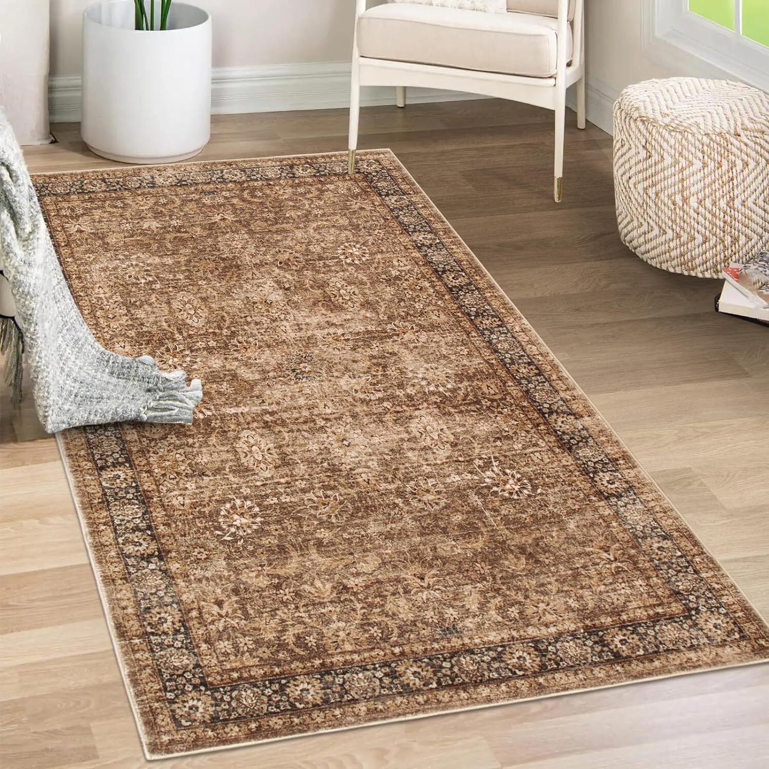 Morebes Vintage 3x5 Rug Non Slip, Washable Bohemian Entryway Rugs ...