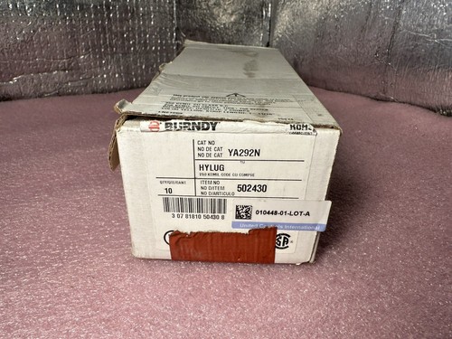 Burndy YA292N Compression Cable Lug 250 Cu 2-Hole Long 1/2 BOX OF 10 | eBay