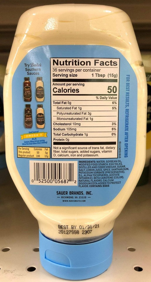 3 Bottles Duke's Light Mayonnaise Diet Dukes Mayo Sandwich Spread FREE ...